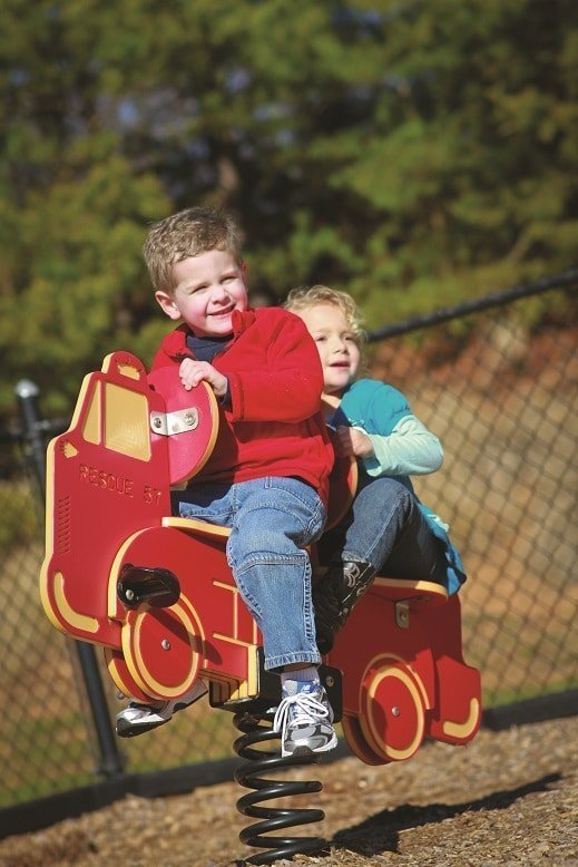 Fire Truck Two Seat Spring Rider - Playground Equipment Pros