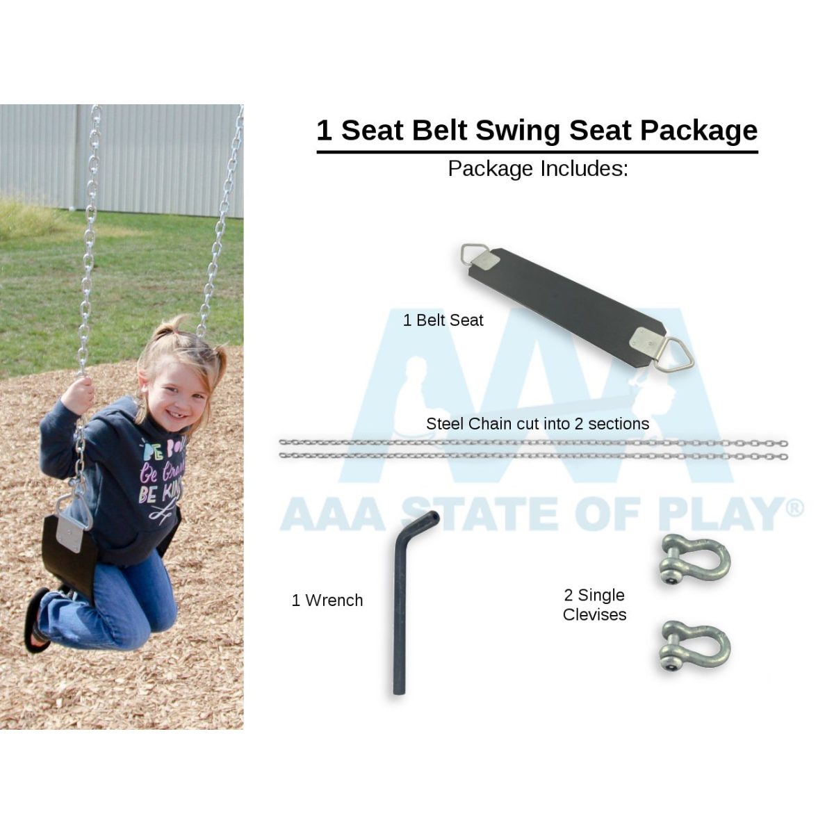 1 Seat Belt Swing Seat Package (includes Belt Seat, Chain, Connectors ...